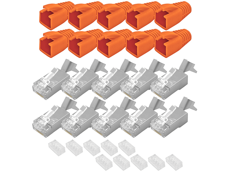 ARLI 10x Cat7 Netzwerkstecker Stecker, Orange | MediaMarkt
