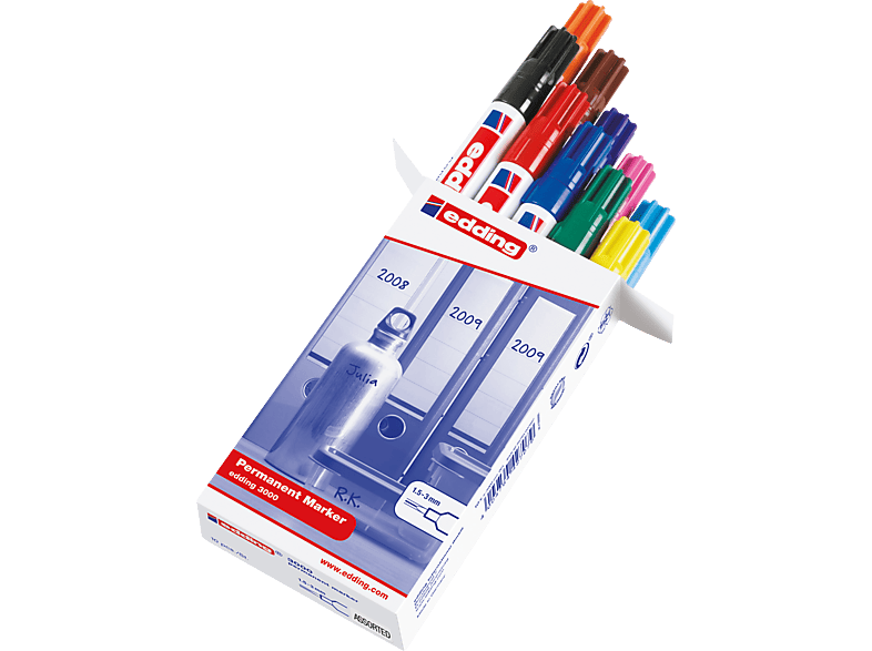 EDDING Permanentmarker 3000 sortiert 10 St./Pack. Permanentmarker, rot ...