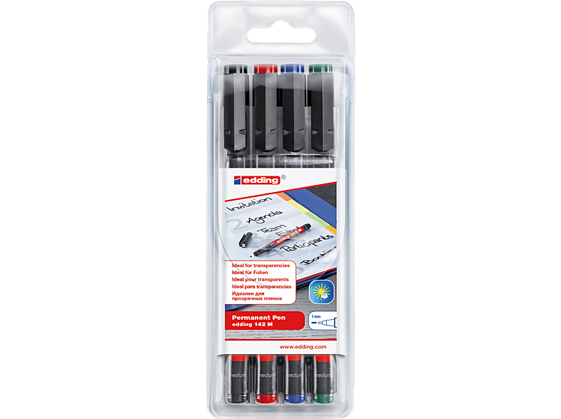 EDDING Folienschreiber Permanent Pen sortiert 4 St./Pack. Folienstift ...