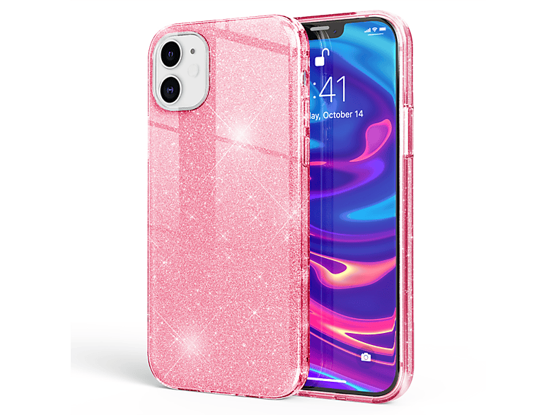 NALIA Glitzer Hülle, Backcover, Apple, iPhone 12 Mini, Pink | MediaMarkt