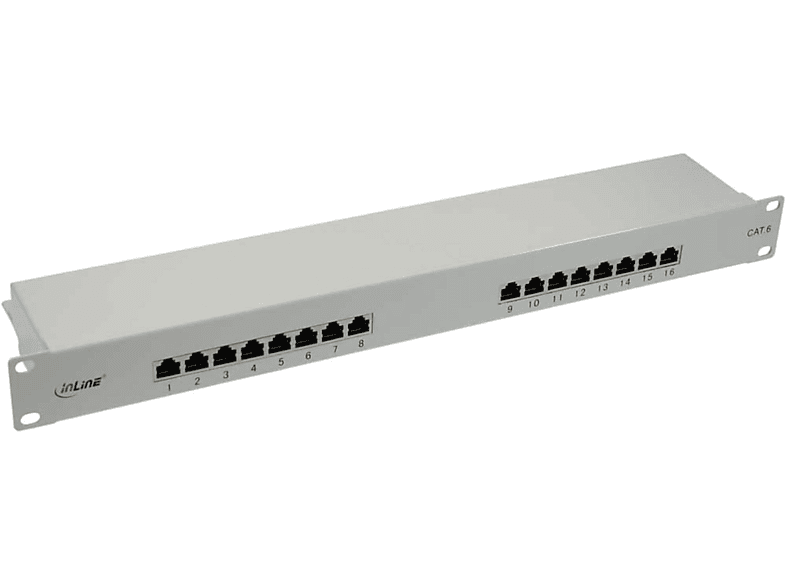 INLINE InLine® Patchfeld Cat.6, 16-fach, 48,26cm (19), 1HE, lichtgrau ...