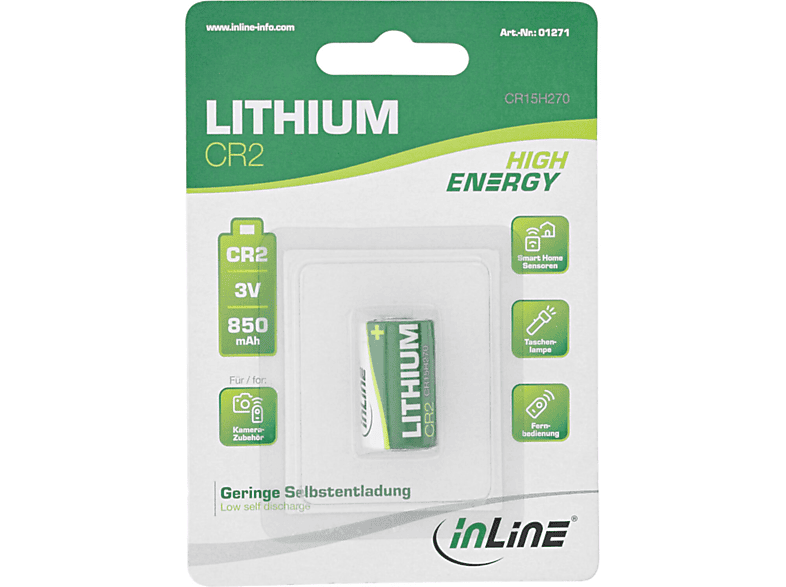 INLINE InLine® Lithium High Energy Batterie, Fotobatterie, CR2, 3V ...