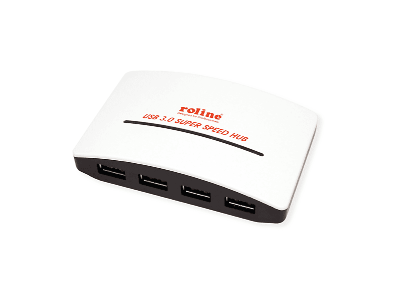ROLINE USB 3.2 Gen 1 Hub "Black and White", 4 Ports, mit Netzteil, USB ...