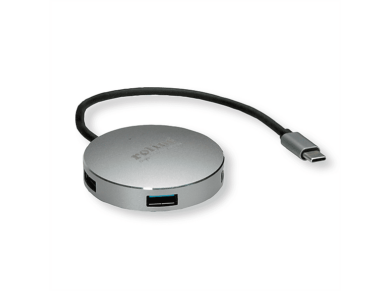 ROLINE USB 3.2 Gen 1 Hub, rund, 4fach, Typ C Anschlusskabel, USB Hub ...