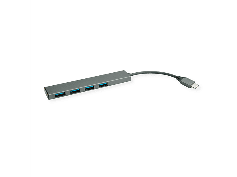 ROLINE USB 3.2 Gen 1 Hub, 4fach, Typ C Anschlusskabel, USB Hub, grau ...