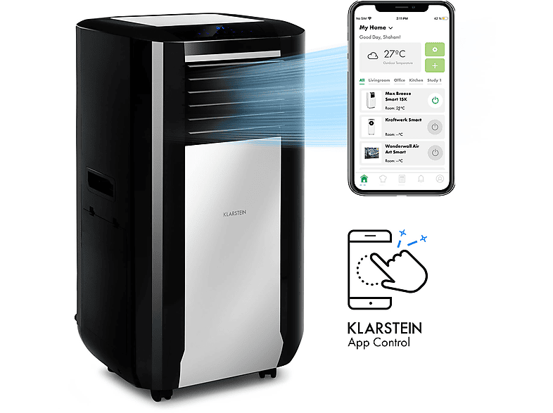 KLARSTEIN Max Breeze Smart mobile Klimaanlage Schwarz (Max. Raumgröße ...