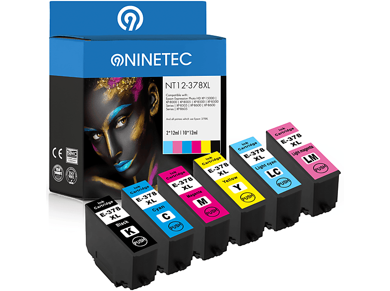 NINETEC 378XL Tintenpatronen black, cyan, magenta, yellow, lightcyan ...