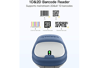 INATECK Wireless Barcode Scanner 2D, Bluetooth 5.0, 2.4Ghz Barcode ...