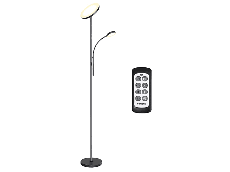 TOMONS Stehlampe LED Dimmbar, 3 Farbtemperaturen, mit Fernbedienung ...