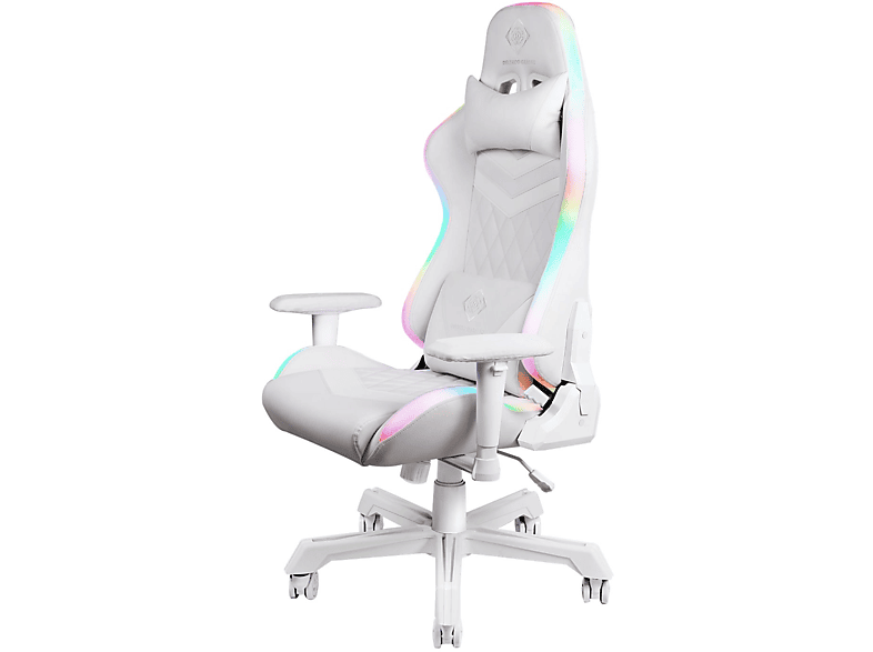 DELTACO GAMING GAM-080-W mit RGB Beleuchtung Gaming Stuhl, weiß ...