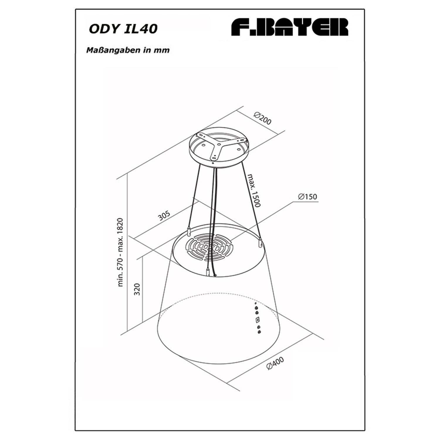 F.BAYER ODY IL40C ECO, Dunstabzugshaube (40 cm breit, 40 cm tief) | SATURN