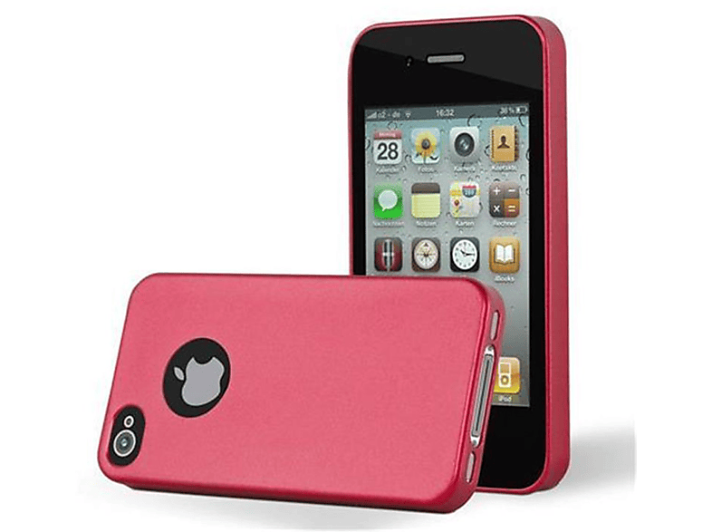 Funda - CADORABO Funda de TPU mate metalizado, Compatible con Apple iPhone 4 / 4S, METALLIC ROJO ...