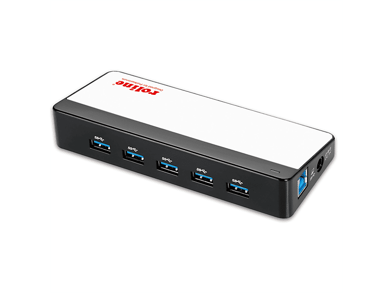 ROLINE USB 3.2 Gen 1 Hub "Black and White", 7 Ports, mit Netzteil, USB ...