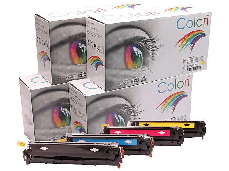 COLORI Kompatibel Set 4x Toner CMYK (125A Black CB540A 128A CE320A 125A ...