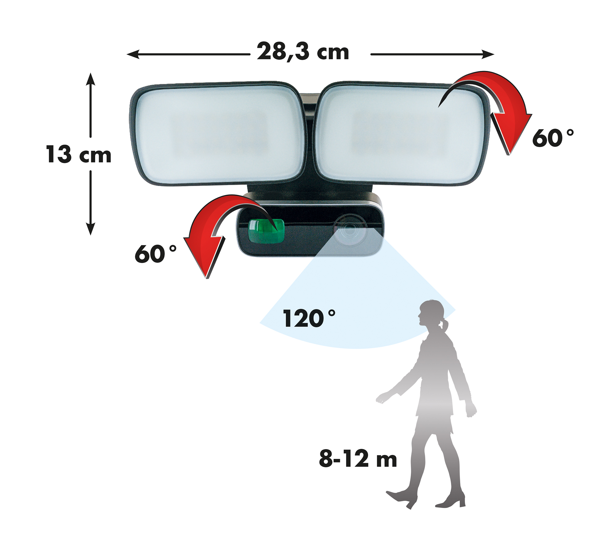 SCHWAIGER -LED300 513- LED Flutlicht Kamera mit Alarmsirene ...