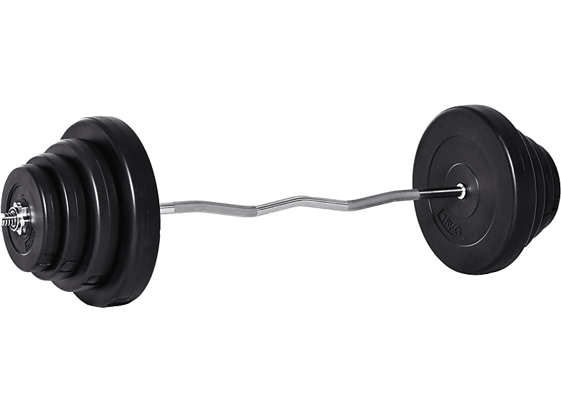 Barra de Pesa | HOMCOM 70 kg, Barra Curvada de Acero, 8 Discos, 140x38 ...