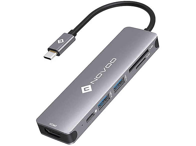 NOVOO 6 in 1, USB-C Hub, Silber | MediaMarkt