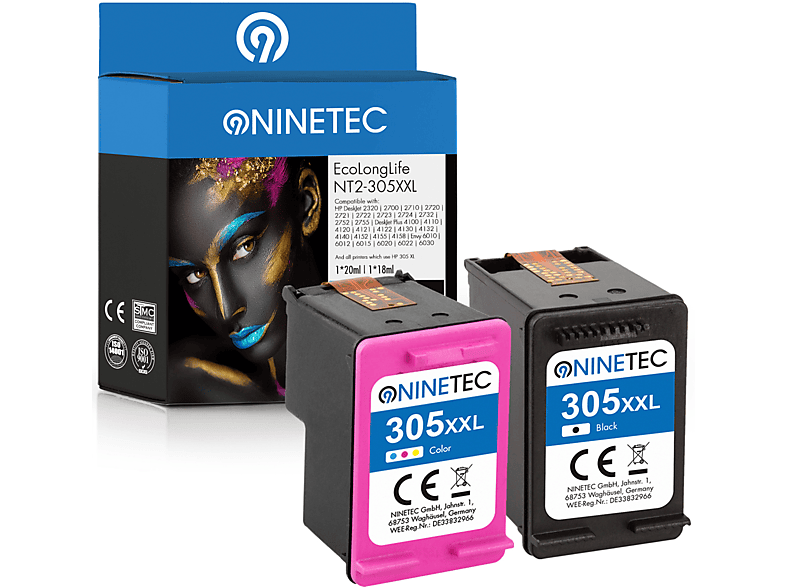 NINETEC 305XXL Tintenpatronen black, color (cyan, magenta, yellow ...