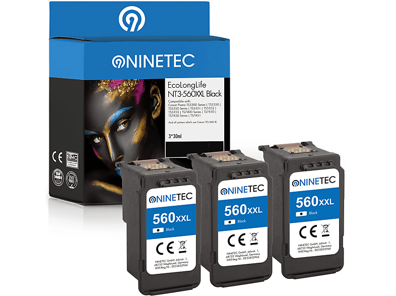 NINETEC PG560 CL561XL XXL Tintenpatronen black, color (cyan, magenta ...