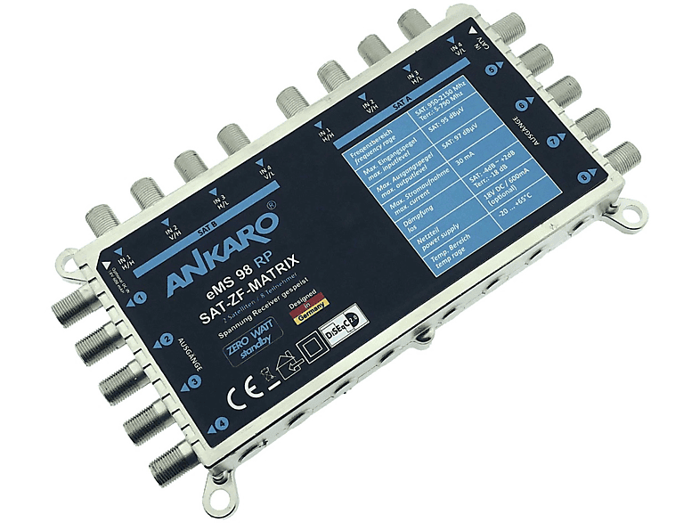 ANKARO eMS 98 RQ, Multischalter für 8 Teilnehmer, 2 Satellit, ZERO WATT ...