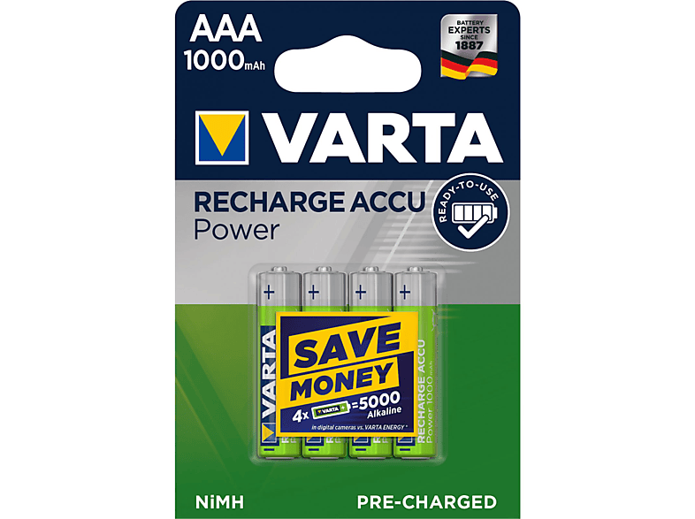 Pilas recargables | VARTA Varta Pila Recargable Micro AAA NiMH Blister ...