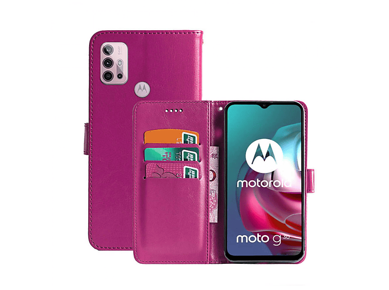CASEONLINE 3-karten, Bookcover, Motorola, Moto G30, Pink | SATURN