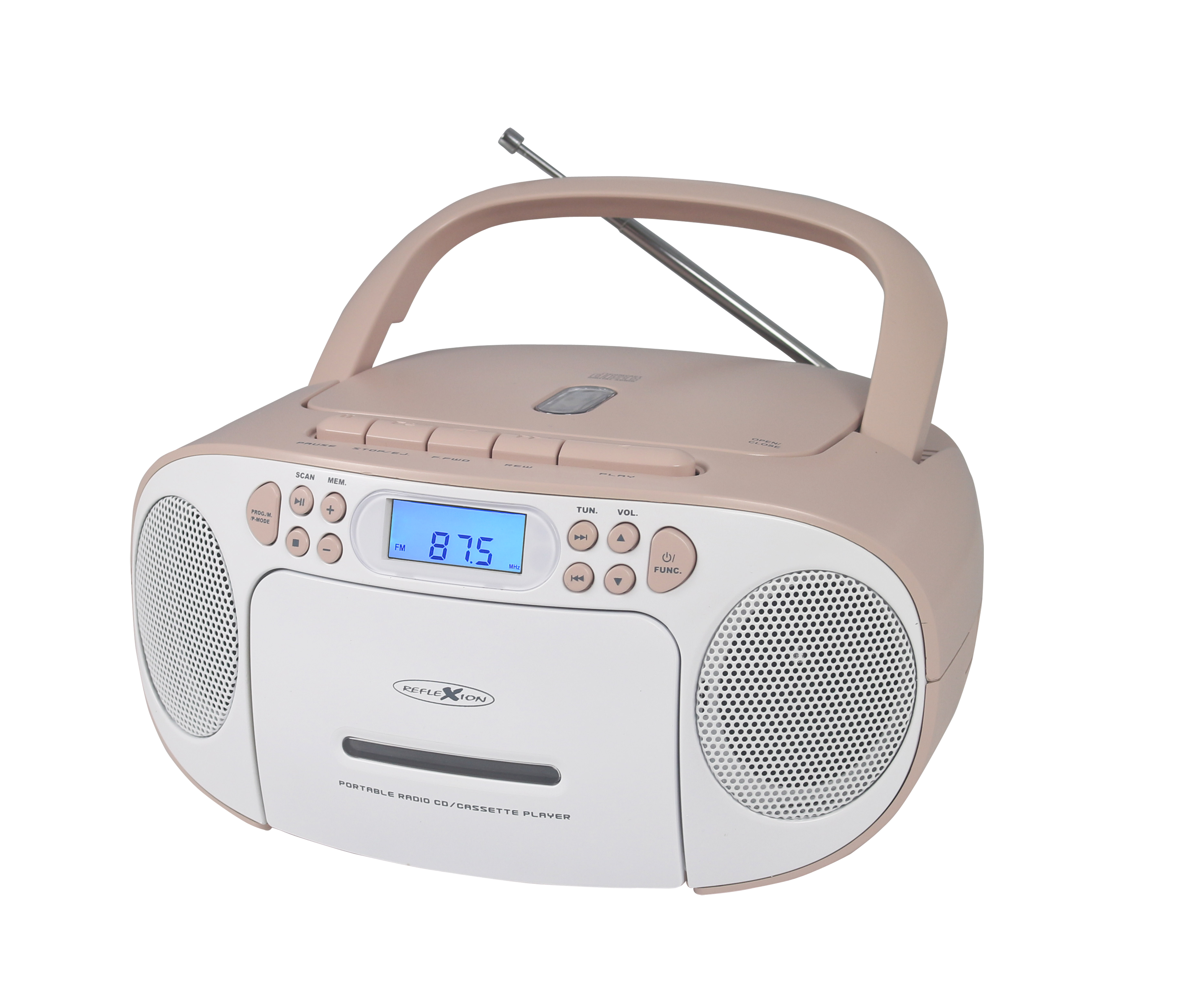 REFLEXION RCR-2260 PK Tragbarer CD-Player mit Kassettendeck und FM ...