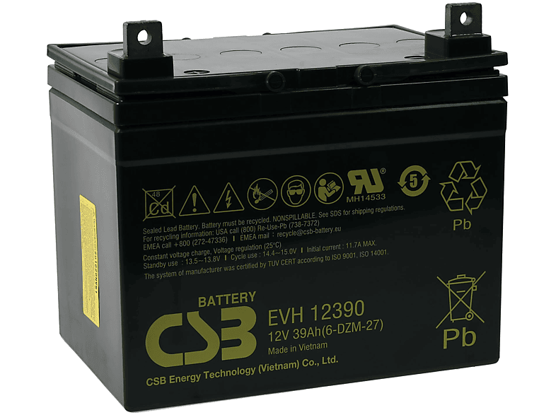 Baterías de Plomo | CSB CSB Batería plomo-sellada EVH12390 12V 39Ah ...