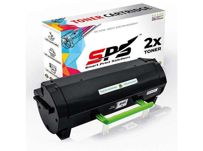 SPS CY91 2x Toner 502 50F2000 Schwarz Kompatibel für Lexmark MS410D Drucker Schwarz (502 50F2000 ...