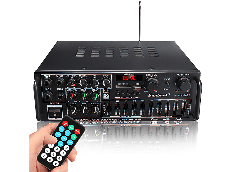 SUNBUCK 326BT Hifi Receiver (2Kanäle, 1200 Wattpro Kanal, Schwarz ...