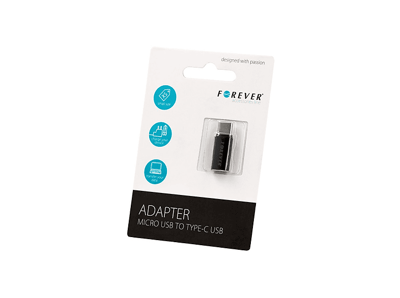 FOREVER USB Typ C auf Micro USB, Ladekabel, Schwarz | MediaMarkt