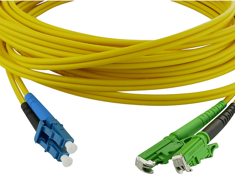 AIXONTEC 20,0m Singlemode Glasfaser Duplex Kabel LC E2000 APC 9/125 µm, LWL Patchkabel, 20,0 m ...