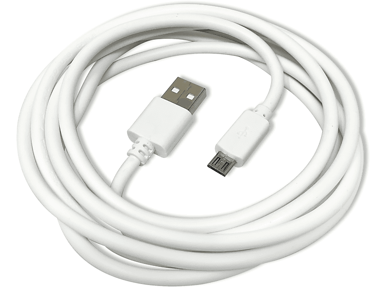 HBASICS Micro USB 2 Meter Lang Kabel, Ladekabel, Weiß | MediaMarkt