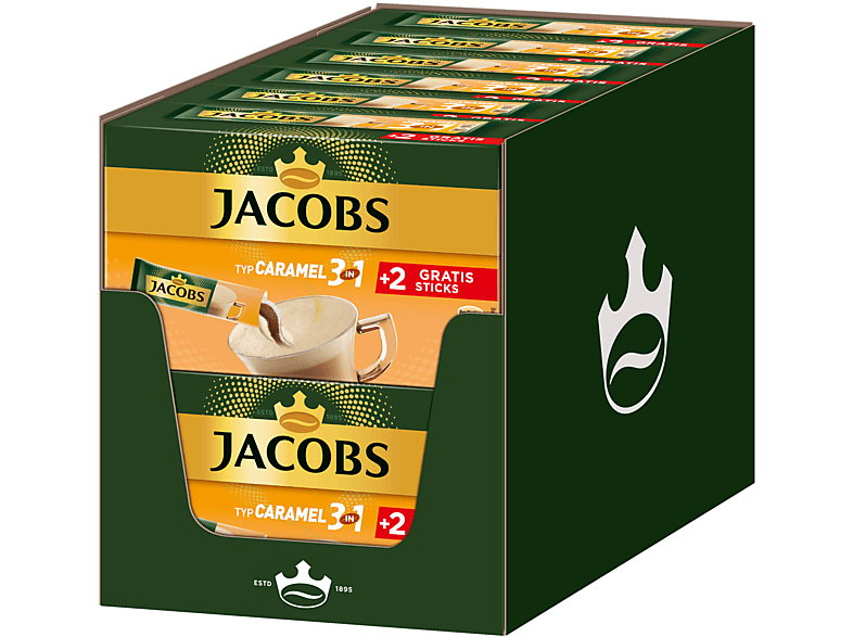 JACOBS 3in1 Typ Caramel 12 x 10+2 Getränke Sticks Instantkaffee (In ...