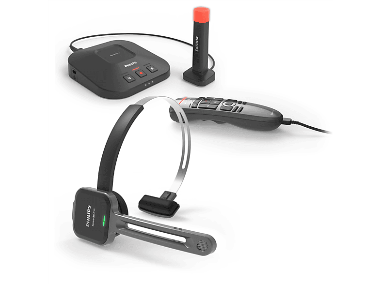 PHILIPS SpeechOne Wireless Dictation Headset Pro Diktiergerät, Schwarz ...