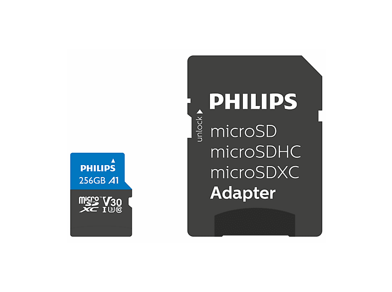 PHILIPS Micro-SDXC Karte, 256GB Class 10/ UHS-I U3/ 4K/ 100MB/s, SD ...