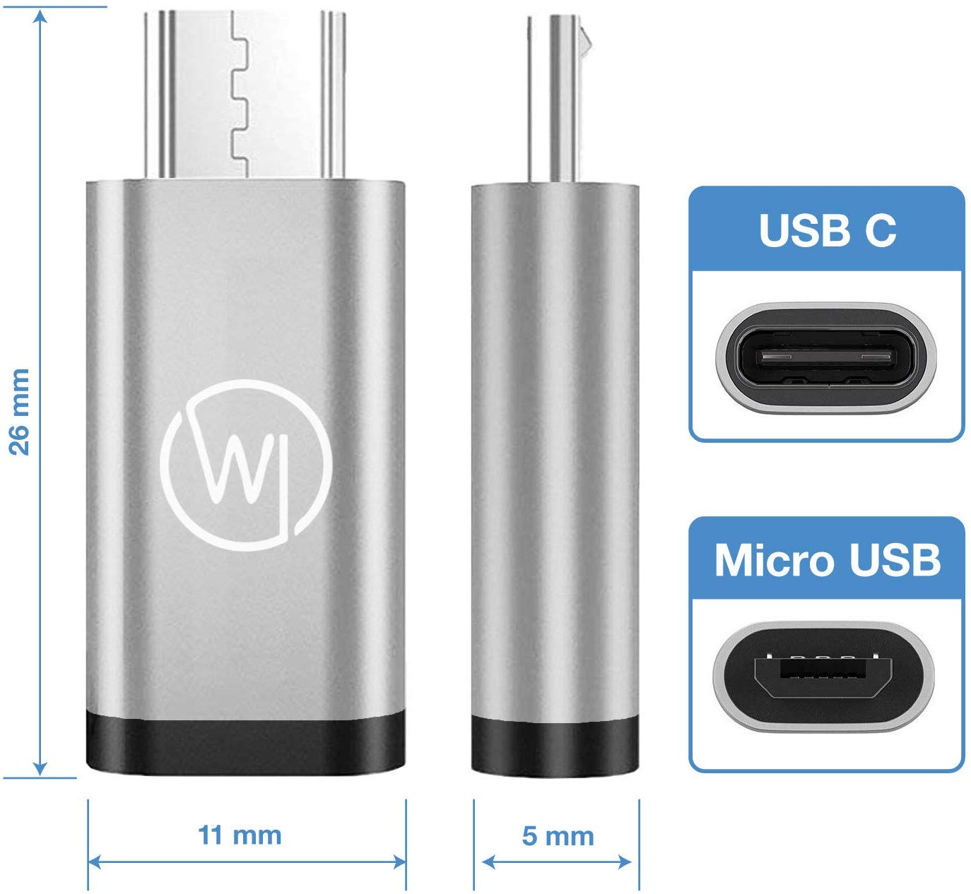 WICKED CHILI OTG Adapter Set mit MicroUSB auf USB-C (2.0) Adapter und ...