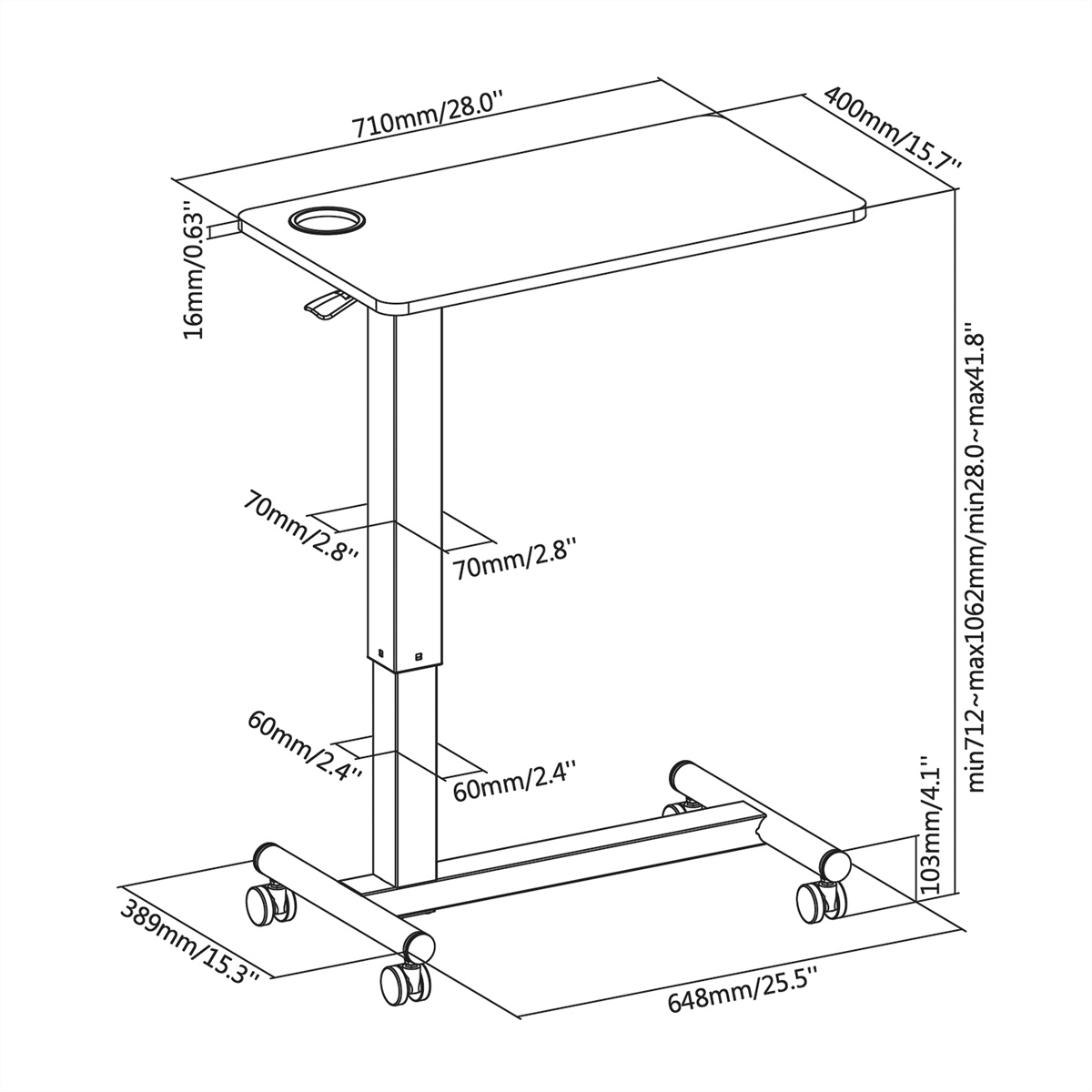ROLINE Gasfeder-Beistelltisch PC-Arbeitsplatz | MediaMarkt