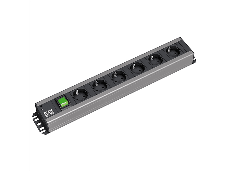 BACHMANN stekkerdoos 6x geaard contact, met schakelaar, 19-inch rack ...