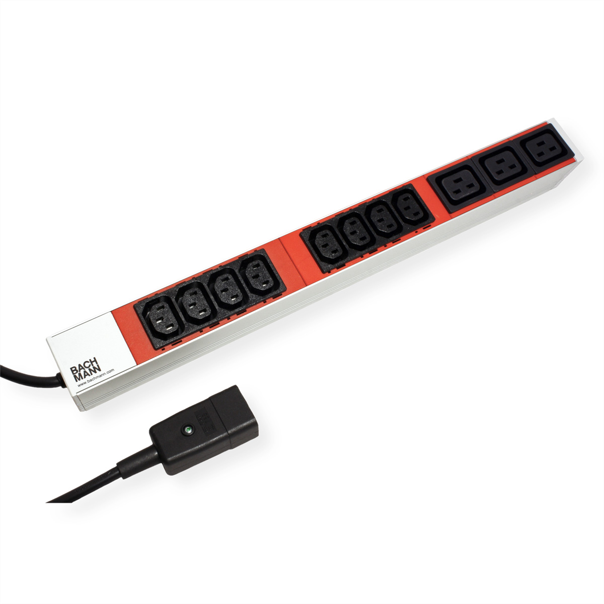 BACHMANN IT PDU ALU 1HE 8x C13 3x C19, Zuleitung mit C20 stecker 19 ...