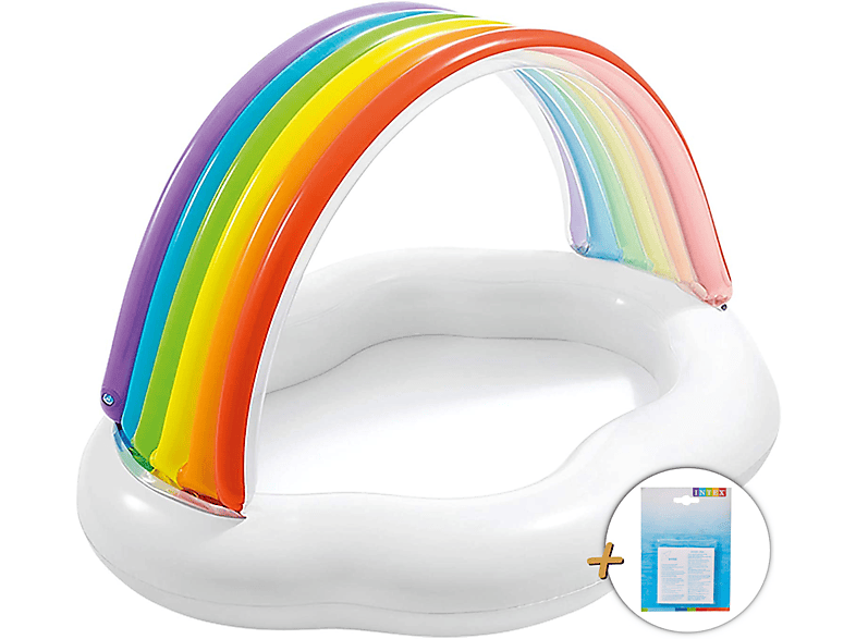 INTEX Baby Pool | Rainbow Cloud (142x119x84cm) + extra Reparaturflicken Planschbecken ...