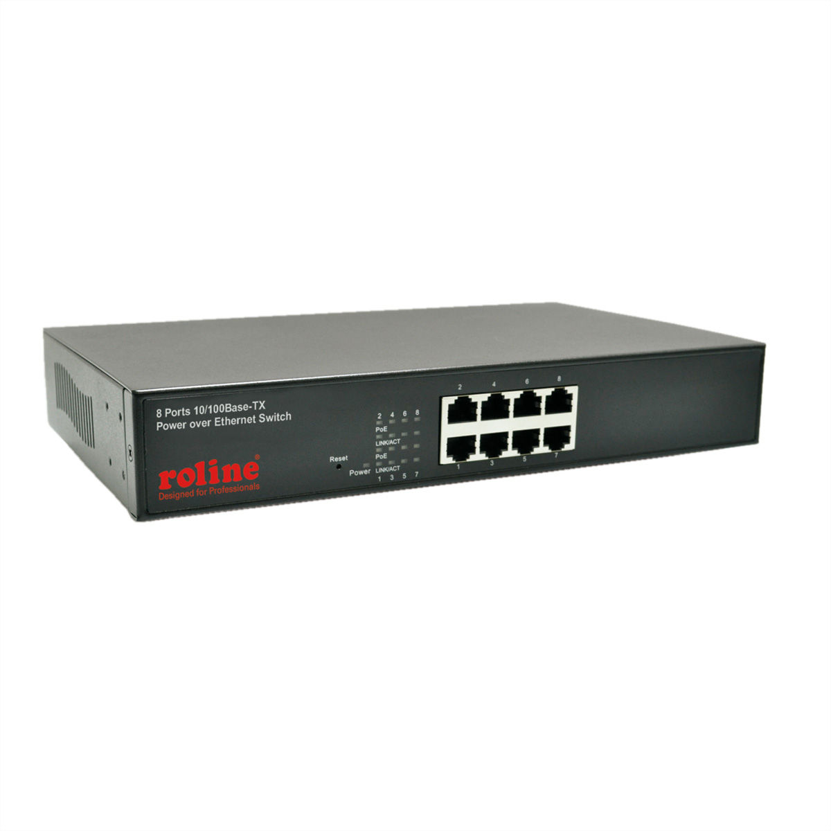 ROLINE PoE Fast Ethernet Switch, 8 Port, (8x PoE), 19" Inbouw PoE Fast ...