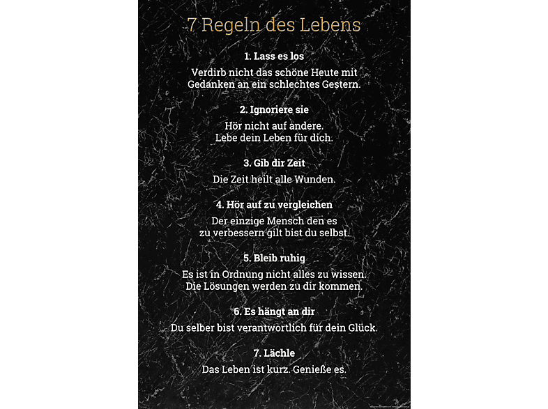7 Regeln des Lebens | Poster - Schwarz Version 2 | MediaMarkt