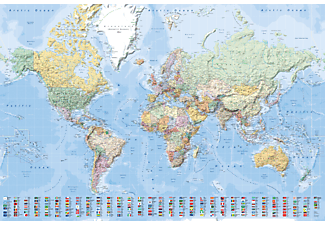 Landkarten - XL-Weltkarte mit Flaggen englisch / XL-World Map with ...