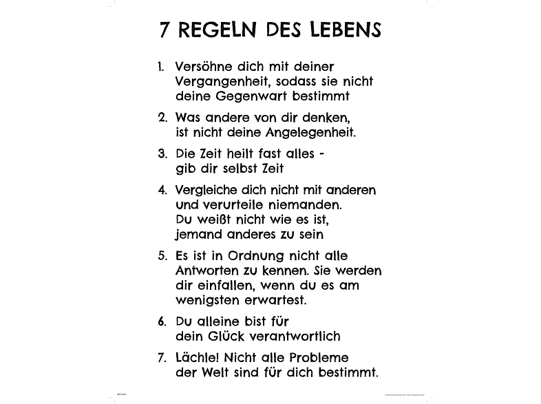 7 Regeln des Lebens | Mini-Poster - Weiß | SATURN