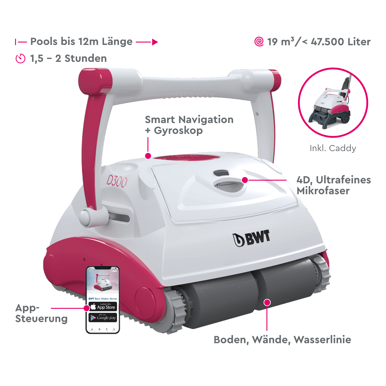 BWT BWT Poolroboter D300 Plus mit App-Steuerung Poolroboter | MediaMarkt