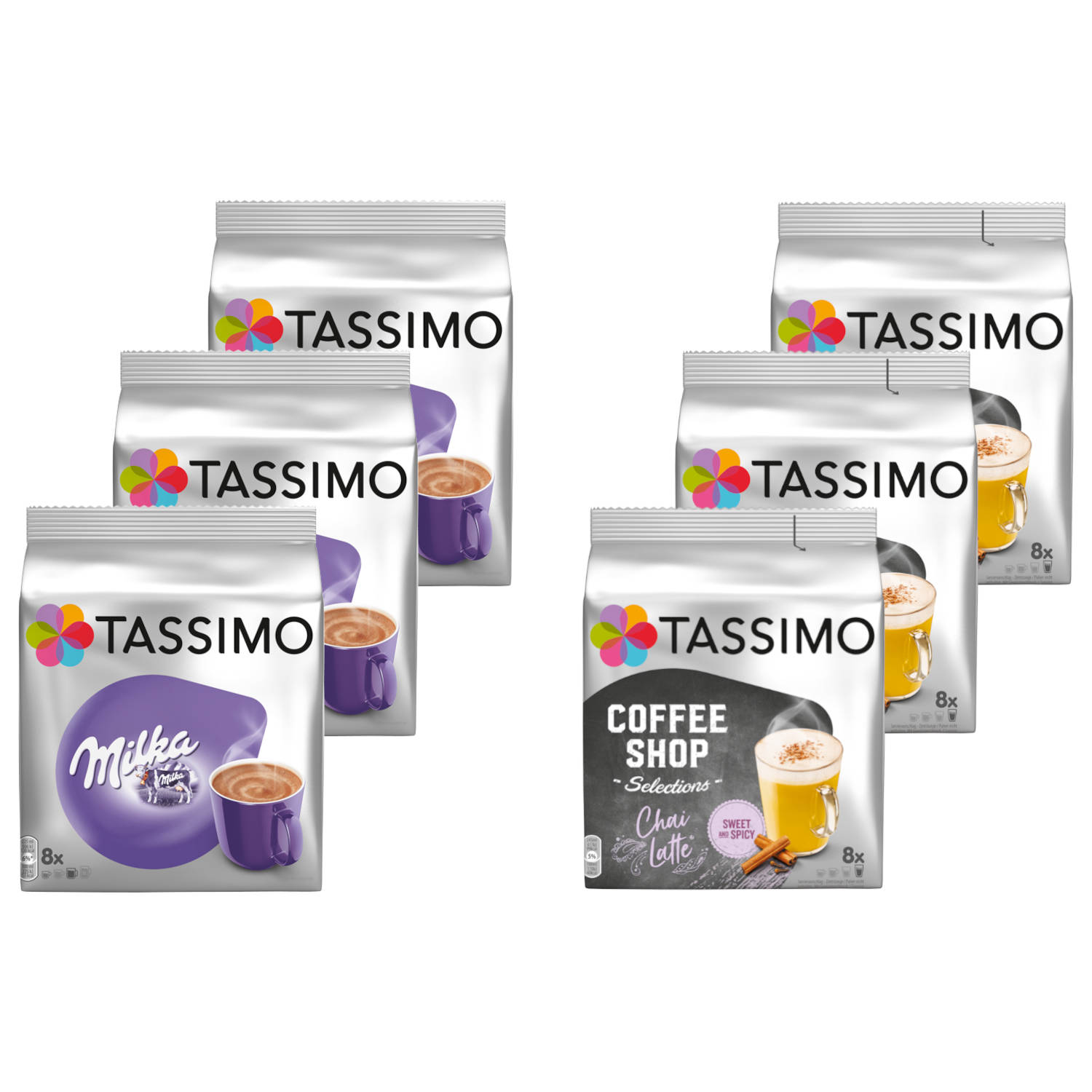 TASSIMO Milka & Chai Latte Paket 48 Getränke Kakao-/ Teekapseln ...