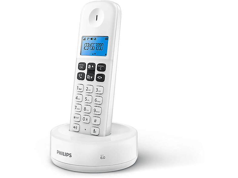 Teléfono inalámbrico | PHILIPS D1611W/34, RDSI, Blanco | MediaMarkt