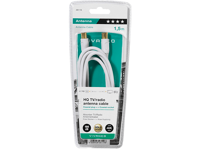 Cables de antena | 4008928481198 VIVANCO, Blanco | MediaMarkt