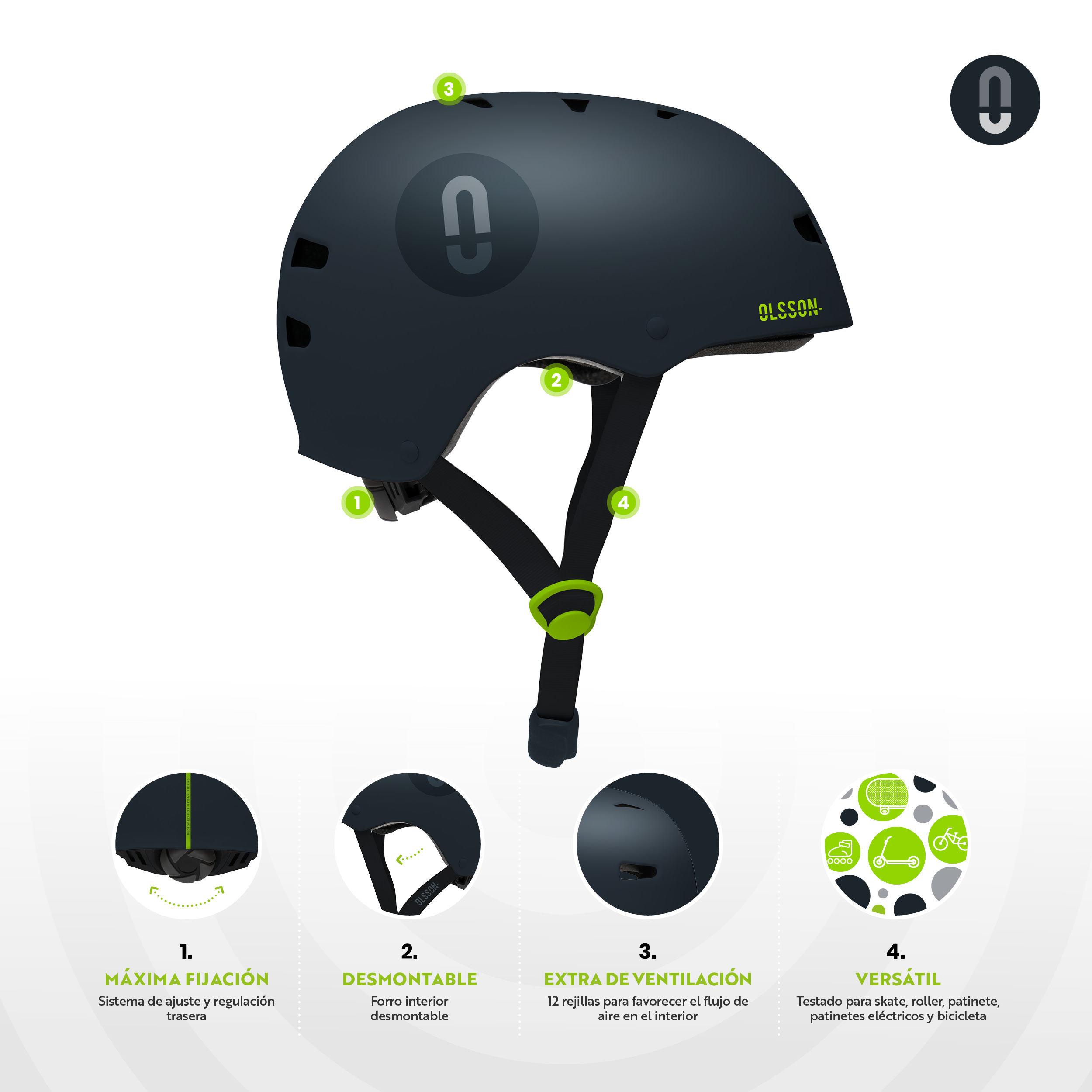 Casco | URBAN RIDER Antracita M/L para patinete eléctrico, bicicleta ...